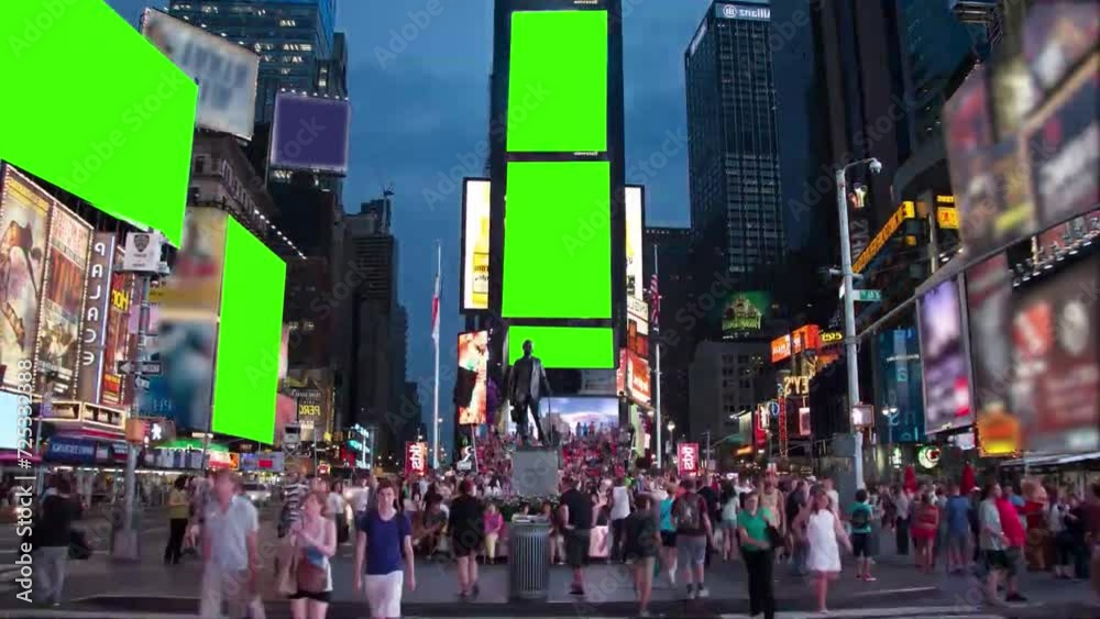 Chromakey green screen advertising billboard on the street or sidewalk ...