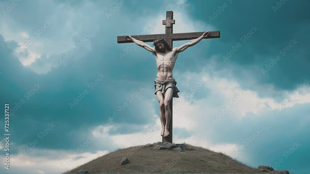 Jesus Christ crucified on a Golgota hill as a symbol of Good Friday ...
