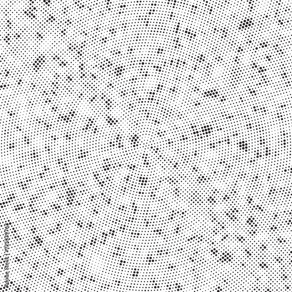 Radial halftone gradient background. Dotted concentric texture with ...