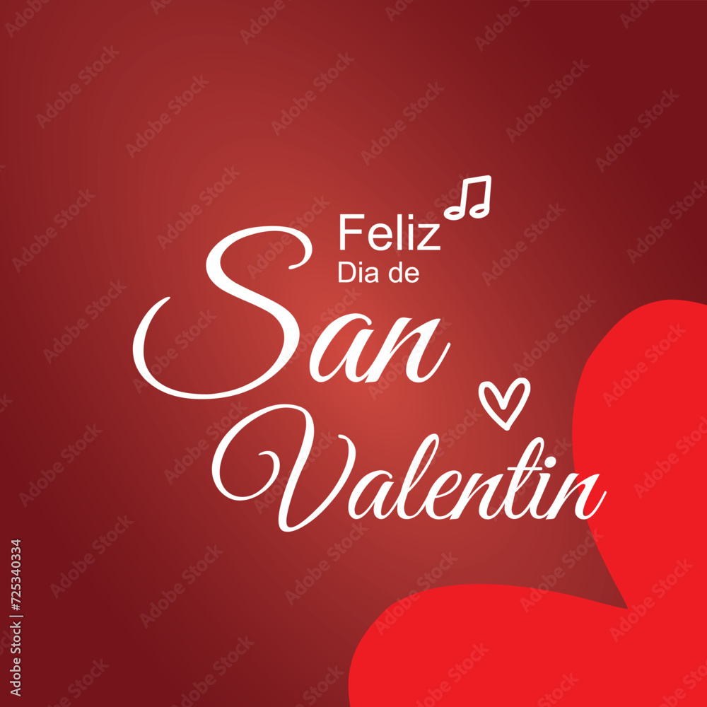 Feliz Dia de San Valentin- Happy Valentines Day in Spanish. Calligraphy ...