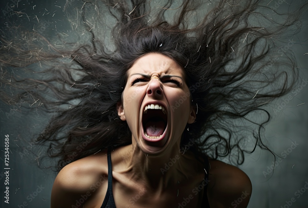 Emotions boil over as the woman's face twists into an angry expression ...