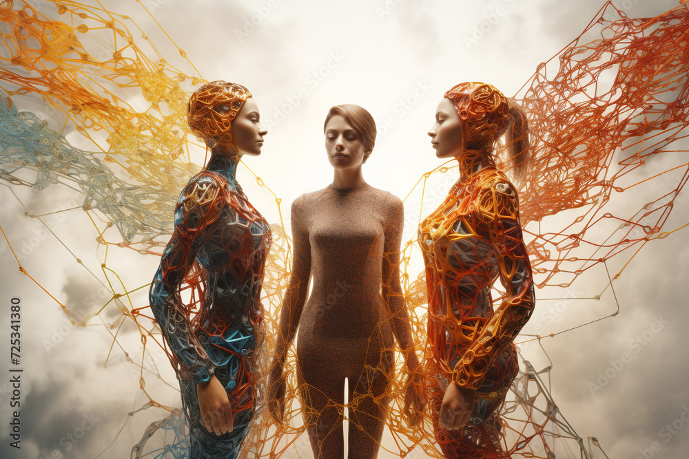 Sci-fi, communication, states of mind concept. Abstract and surreal ...