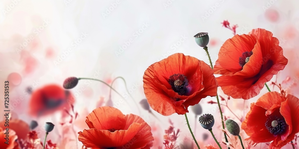 Red poppy flowers on pastel background. Remembrance Day, Armistice Day ...