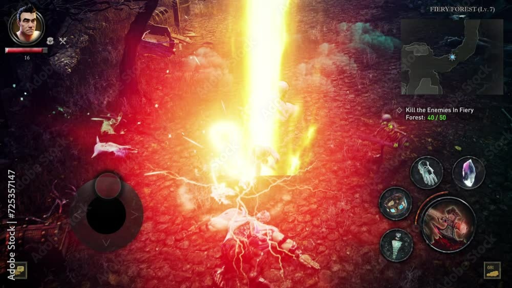 Barbarian Slashing Enemies In Mobile Video Game Animation. Playing Fake ...