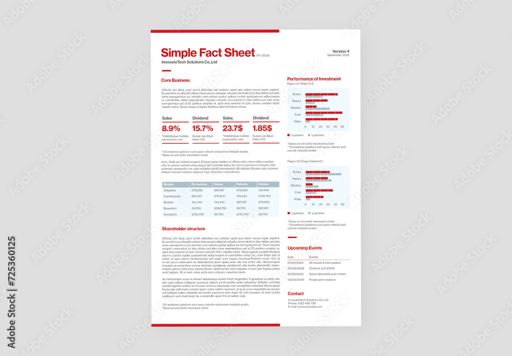 Simple Fact Sheet Layout Stock Template | Adobe Stock