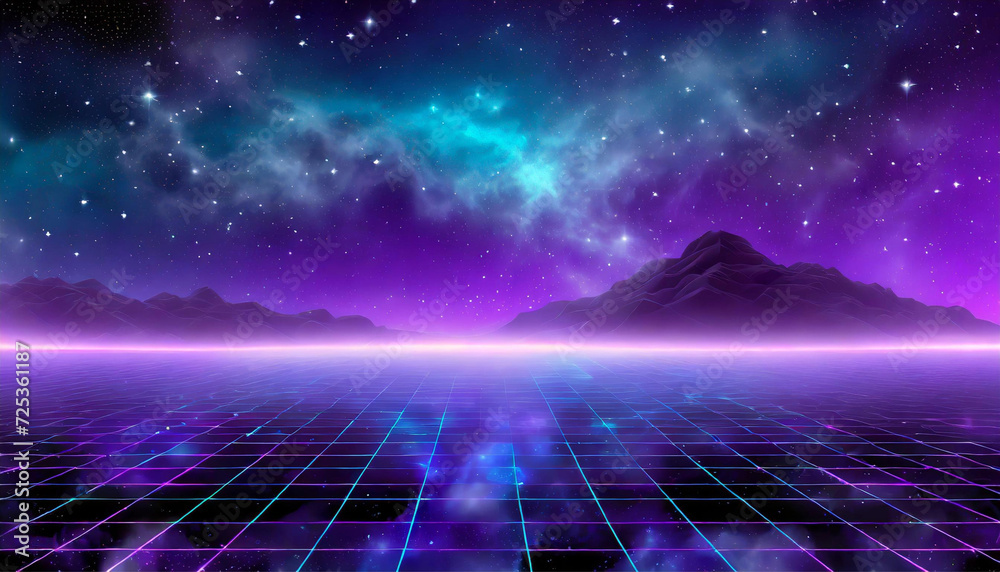 Synthwave vaporwave retrowave cyber background with copy space, laser ...