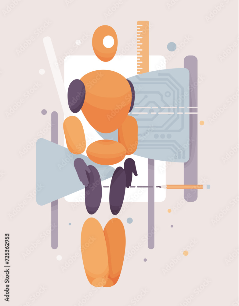 Embodied AI standing, fixing hardware and software service computer ...