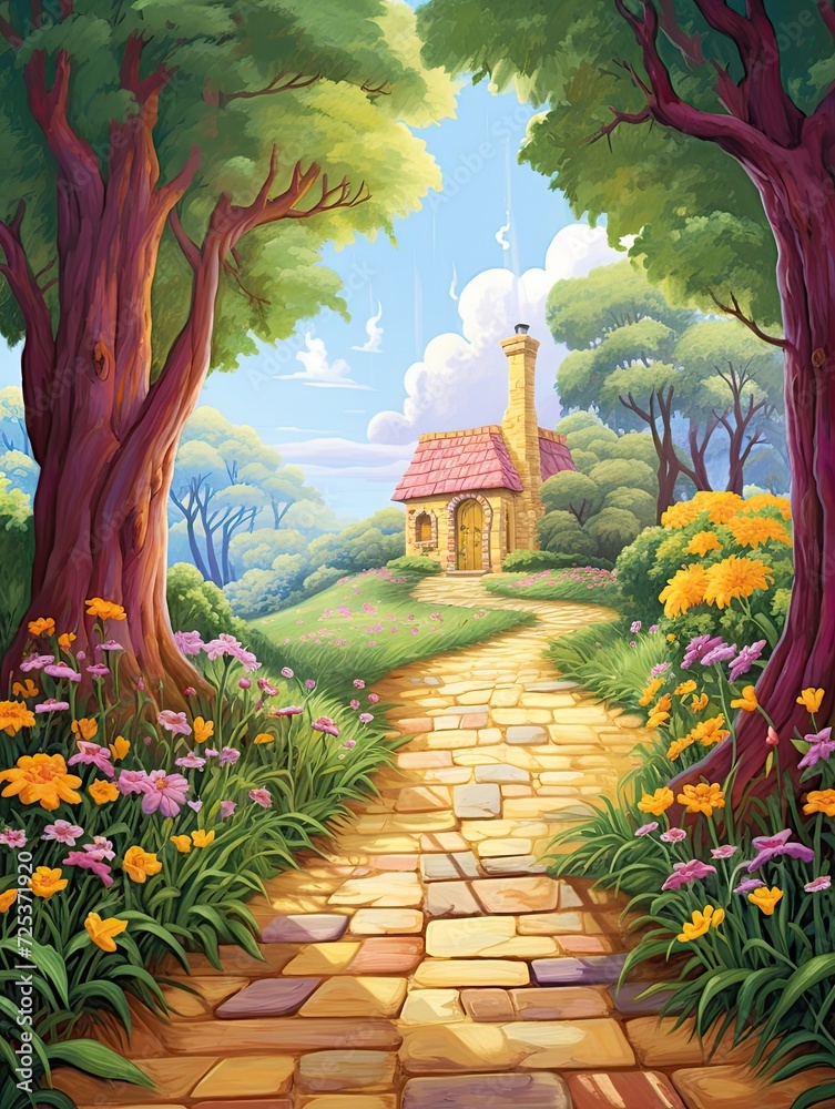 Whimsical Fairy Tale Scenes: Yellow Brick Roads and Pathways in a ...