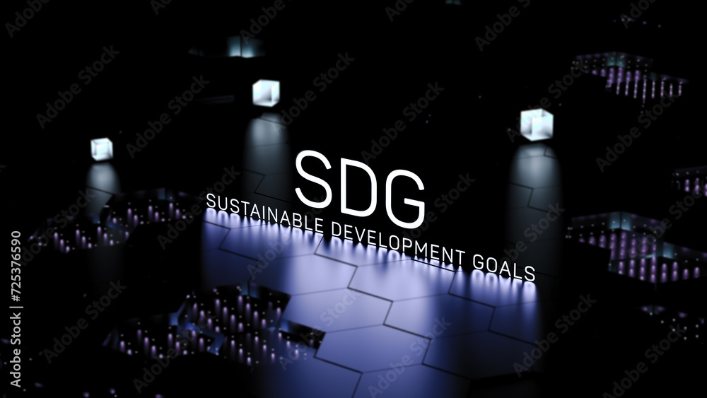 SDG Sustainable Development Goals acronym, text, inscription neon on a ...