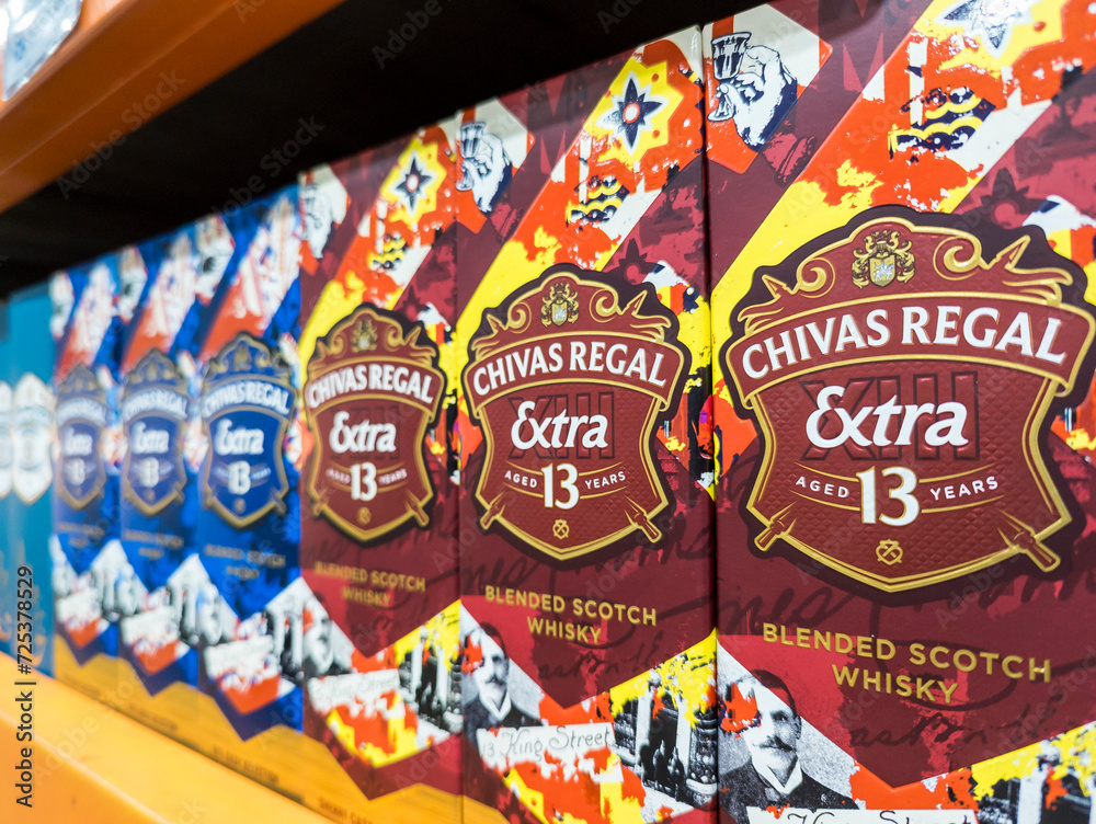 Boxes of Chivas Regal Extra 13 at the supermarket. Stock Photo | Adobe ...
