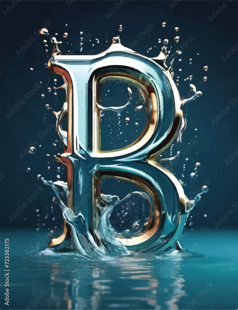 Water splash text effect alphabet B typography with droplets Stock ...
