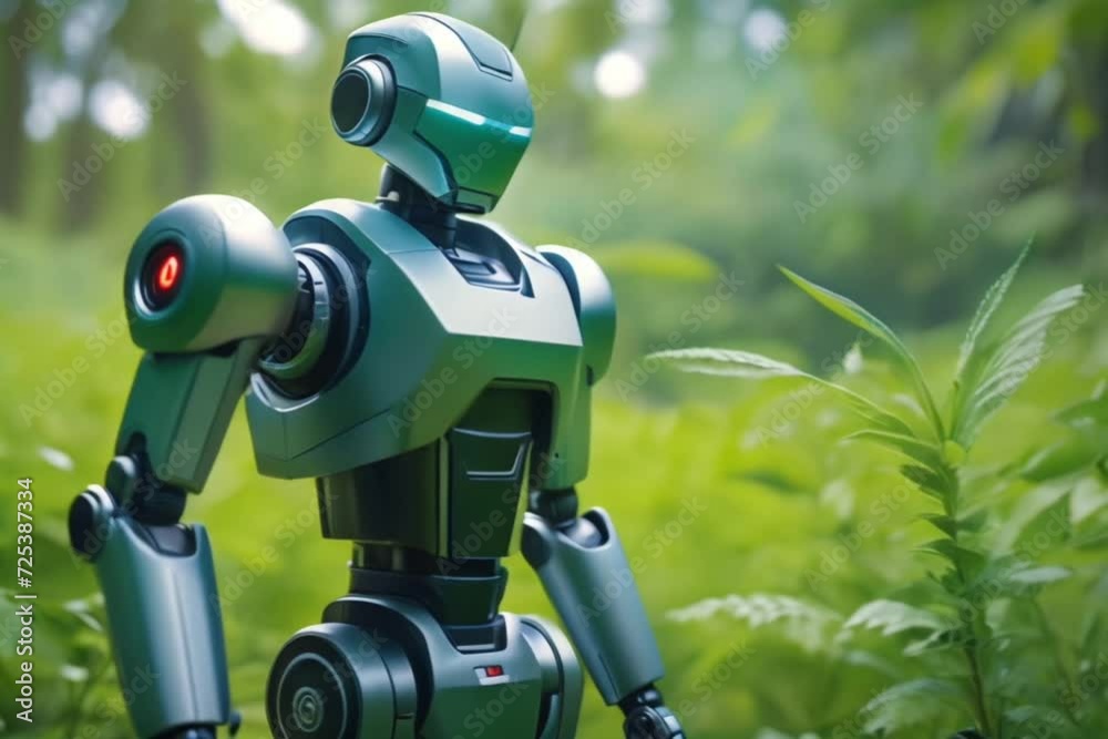 Android exploring natural world, highlighting balance between ...