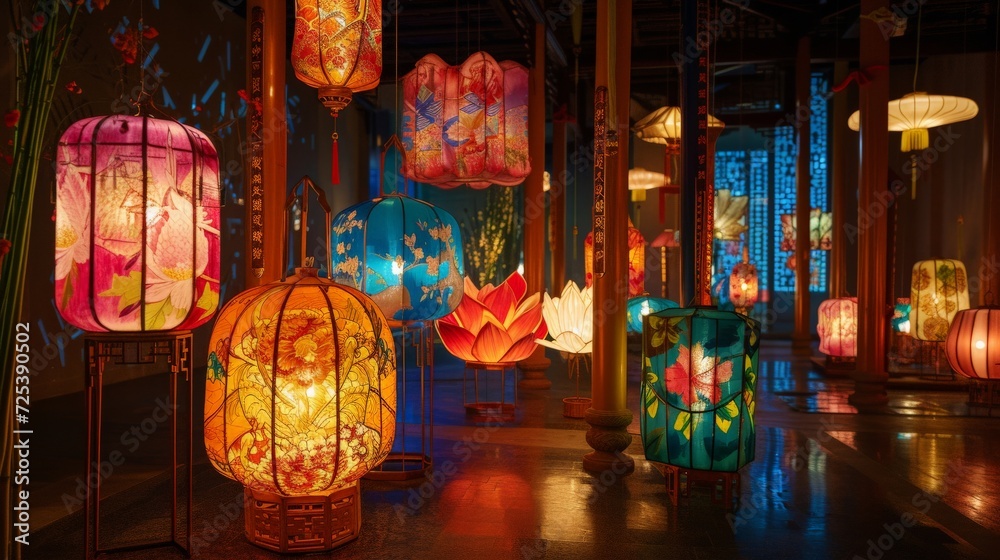 Auspicious lanterns radiate cultural charm, their vibrant hues and ...