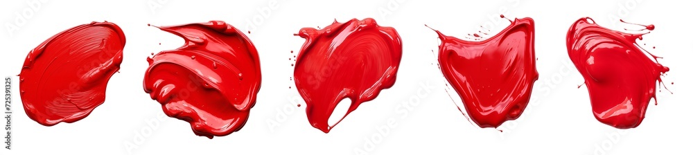 Collection set of red maroon, blob paint ink ketchup liquid smear ...