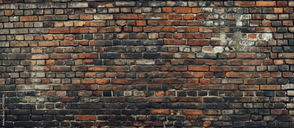 Brick texture background with informative signs and symbols. Stock ...