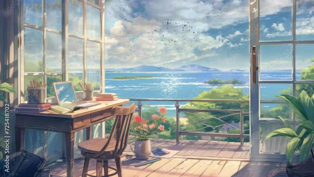Vidéo Stock reading room with chairs, table, and books with beautiful ...