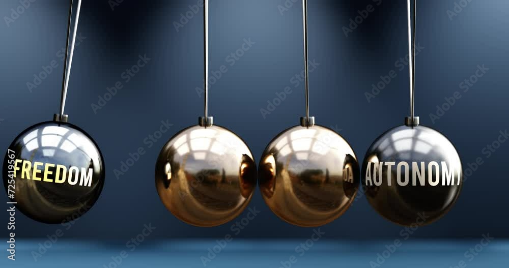 Freedom leads to autonomy. A Newton cradle metaphor in which freedom ...