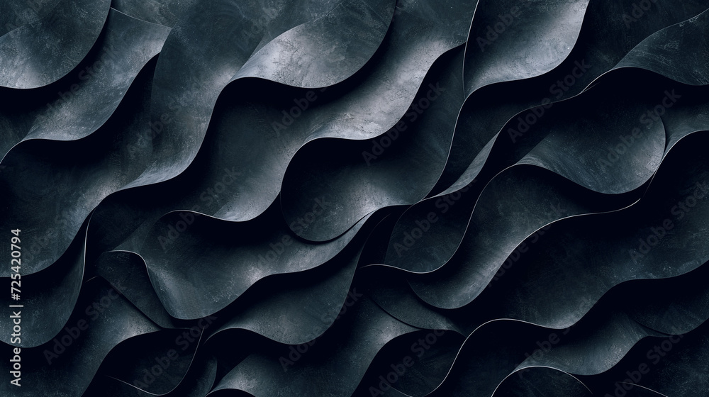 wavy metal texture - dark, abstract background/wall design - layered ...