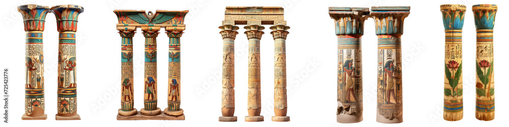 Egyptian pillar, egyptian Column with Lotus and Papyrus Motifs Isolated ...