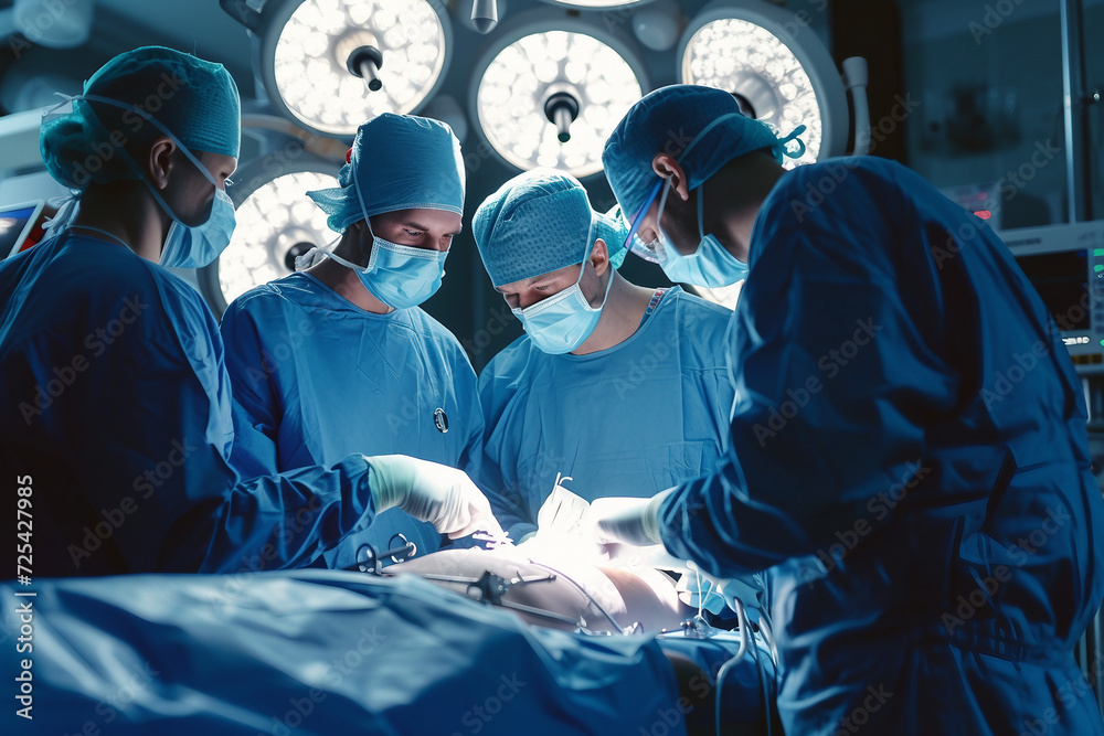 Medical Team Performing Surgical Operation in Modern Operating Room ...