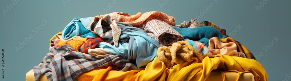 Colorful assortment of various fabrics piled together in studio Stock ...