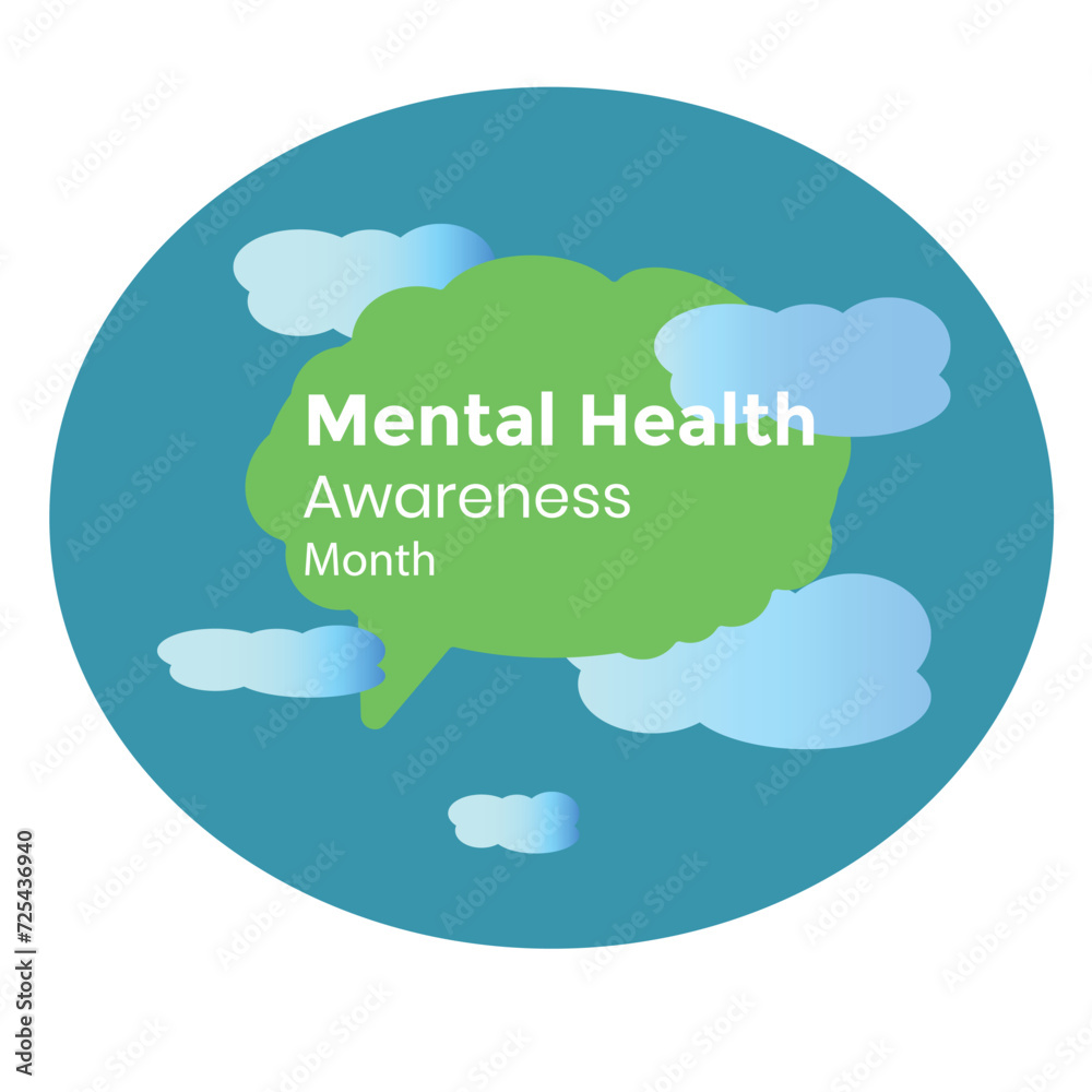 Poster Mental health background with clouds and mind vector ...