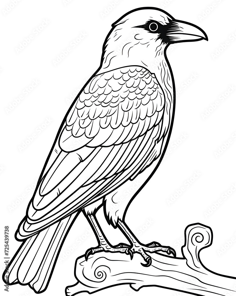 Crow Coloring Page, Beautiful Design for your Project, Relaxing ...