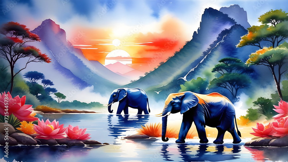 painting art wildlife conservation posters with watercolor backgrounds ...