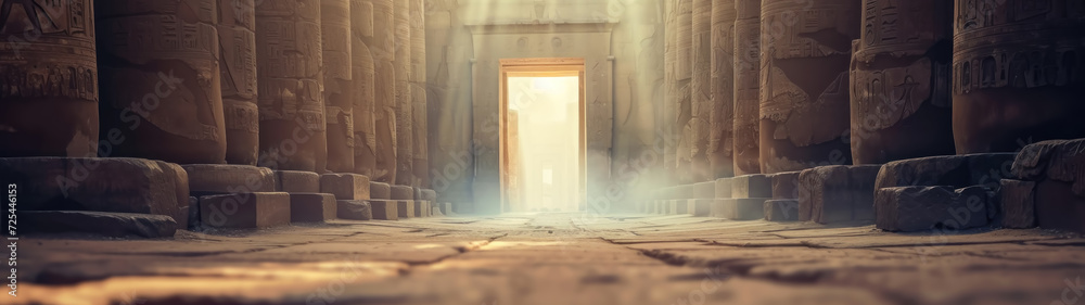 A mystical portal in the Ancient egypt Temple leading to another ...