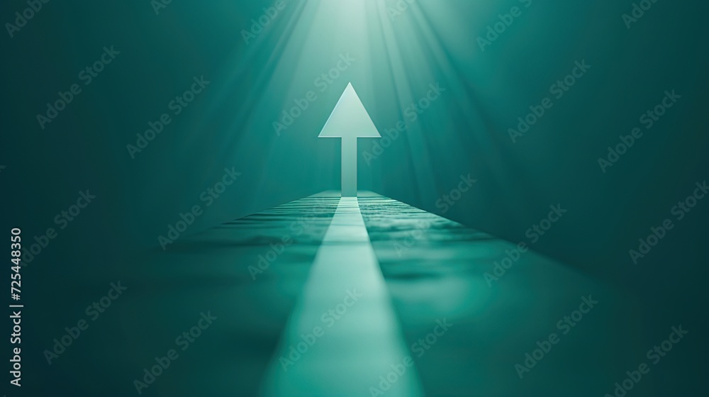 An illuminated arrow pointing forward on a pathway, symbolizing ...