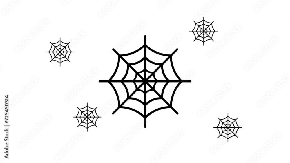 Zoom in and out animation the spider web symbol. Large black symbol in ...
