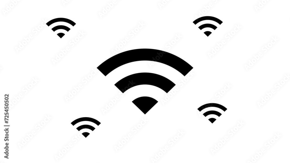Zoom in and out animation the wifi symbol. Large black symbol in the ...