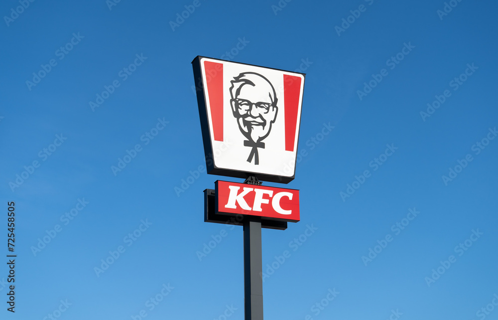 KFC Kentucky Fried Chicken fast food restaurant logo sign. American ...