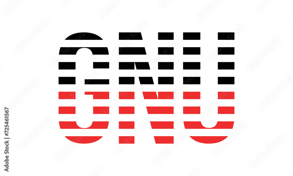 GNU three initial letter iconic line negative space minimal logo design ...