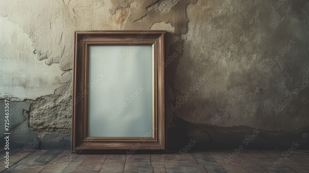 details of an old wooden photo frame. Capture texture, grain, and any ...