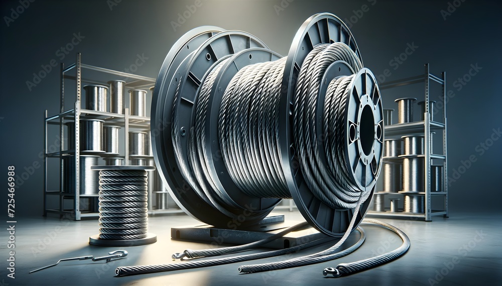 Galvanized Stainless Steel Ropes on Reel Spool: Showcasing Durability ...