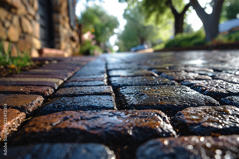 Detailed view of brick preservative to shield the blocks. Coating ...