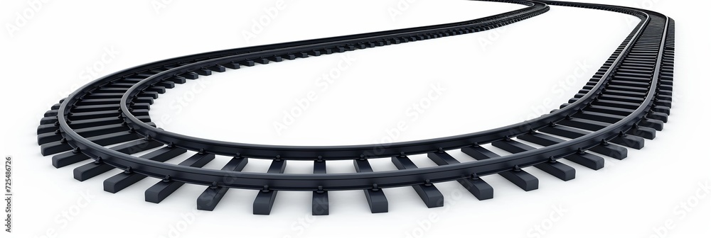 Vector illustration of curved railroad isolated on white background ...