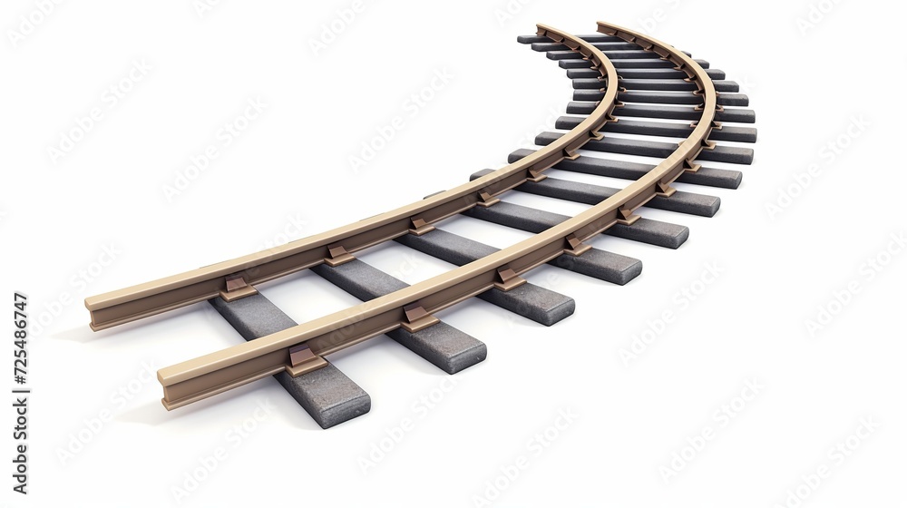 Vector illustration of curved railroad isolated on white background ...