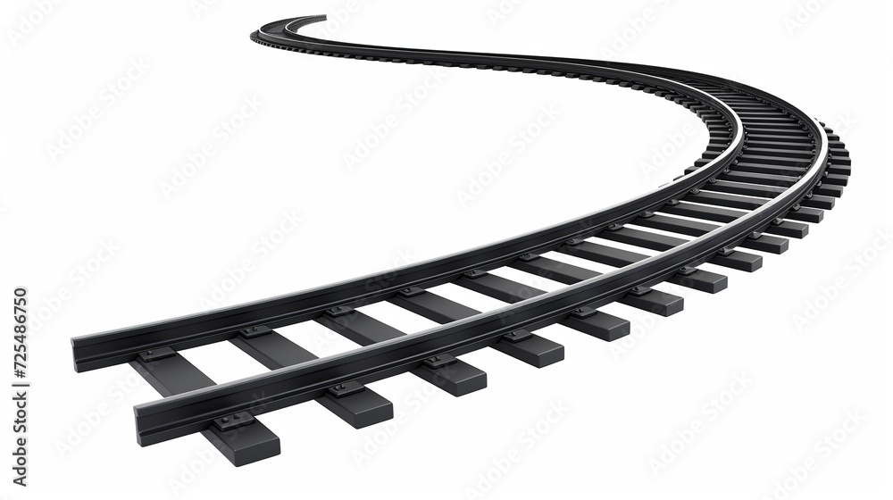 Vector illustration of curved railroad isolated on white background ...