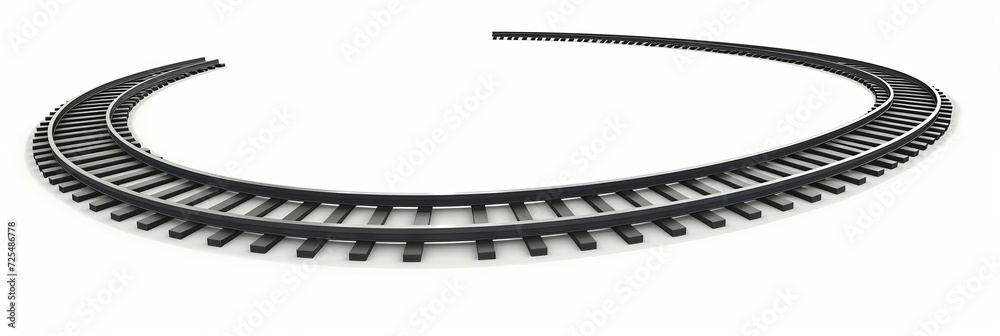 Vector illustration of curved railroad isolated on white background ...