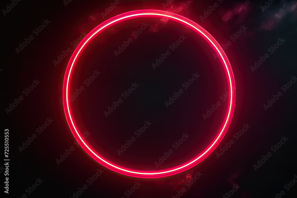 red circle light frame on black background.red light effects on round ...