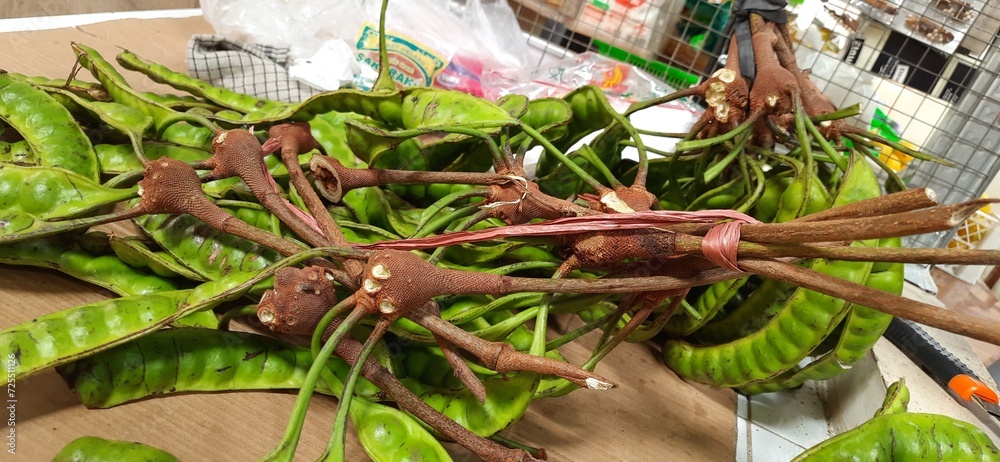 Petai or Pete or Green stink bean (Parkia speciosa) is vegetable ...