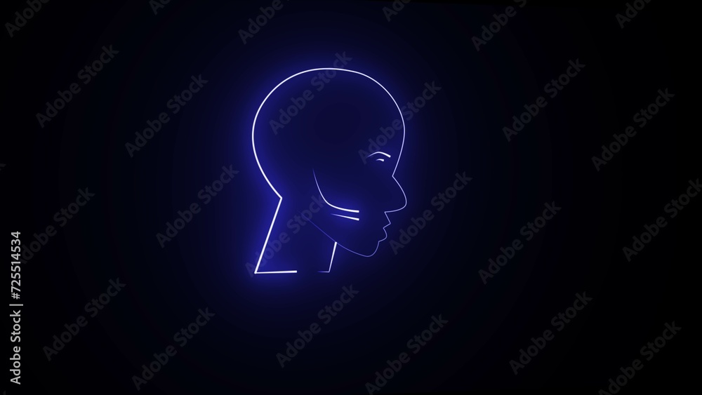 Human neon head icon. Human anatomy and science concepts. Human head ...