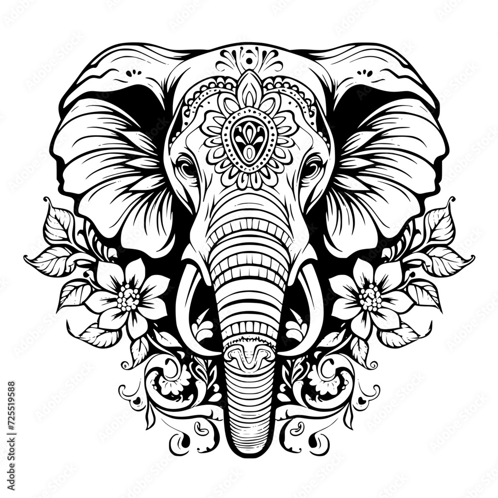 elephant svg, elephant png, elephant vector, mandala line art, mandala ...