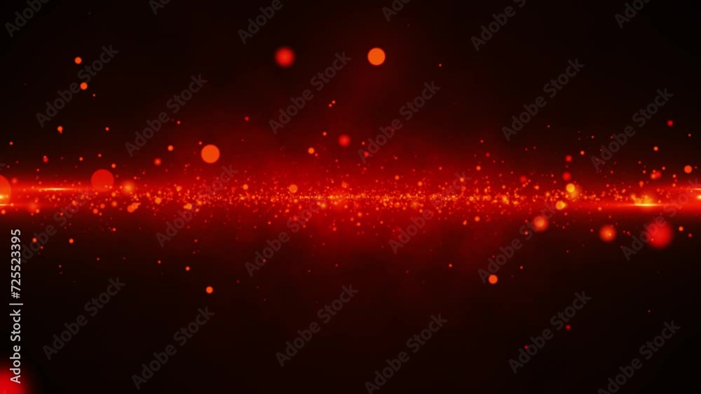 Abstract particle movement on a neon red background. Animation of fast ...