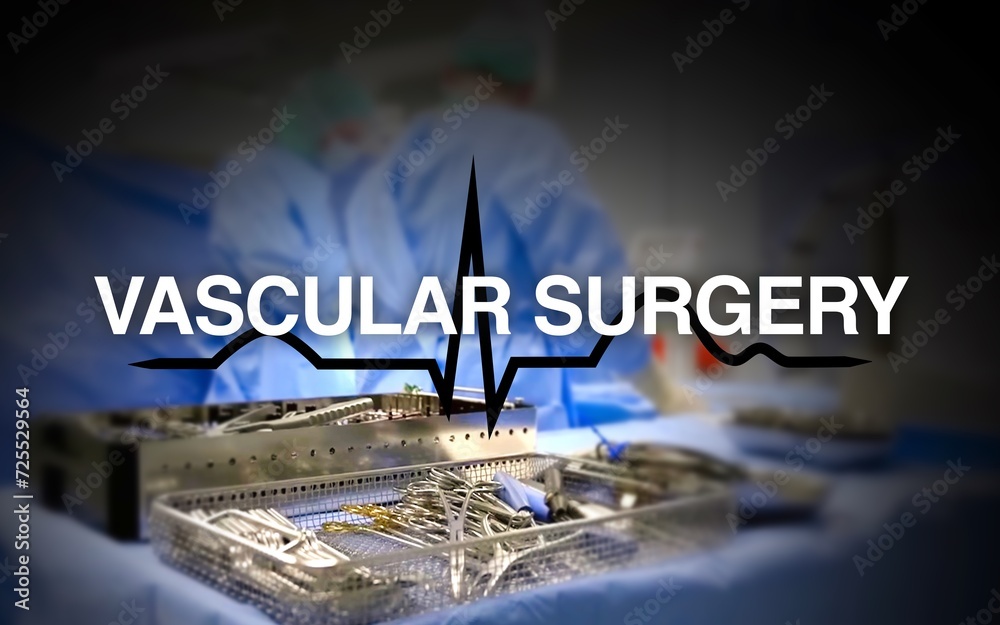 Vascular surgery lettering, in the background the heart rate and an ...
