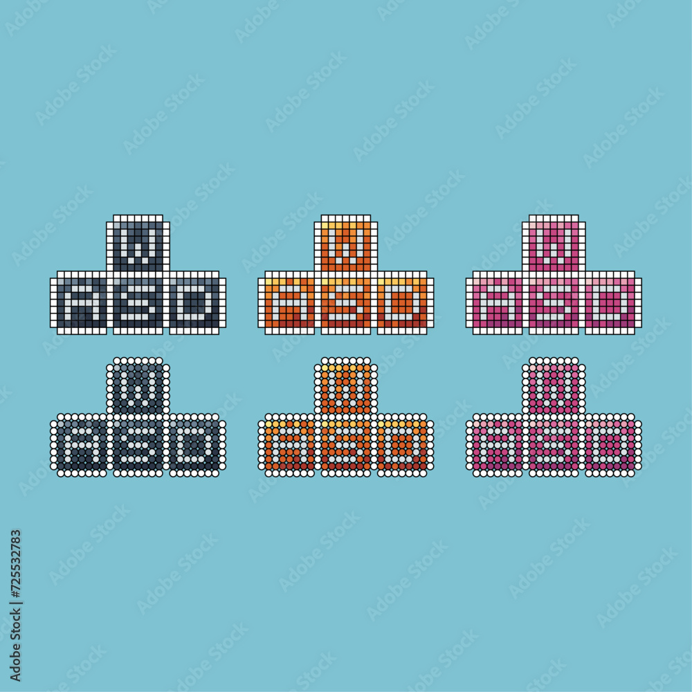 Vecteur Stock Pixel art stroke sets icon of wasd keyboard variation color. Main key icon on ...