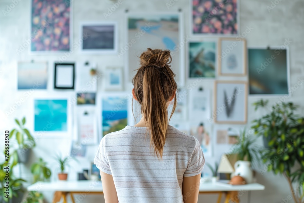 Determined Woman Creating Visual Roadmap For Her Aspirations In Bright ...