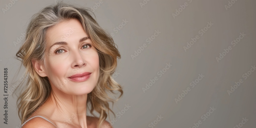 Glowing Mid S Woman Showcases Natural Beauty And Healthy Skin Routine ...